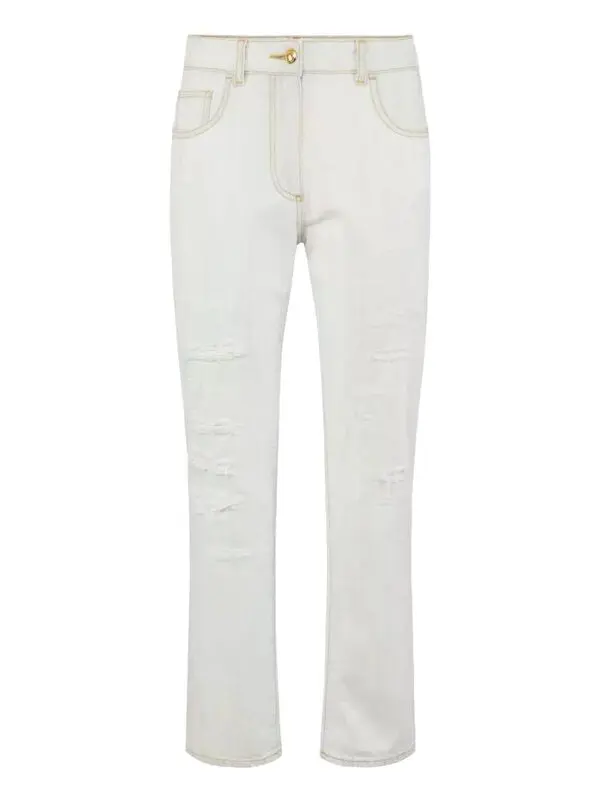 Elisabetta Franchi Denim Five-pocket Trousers - Neutrals