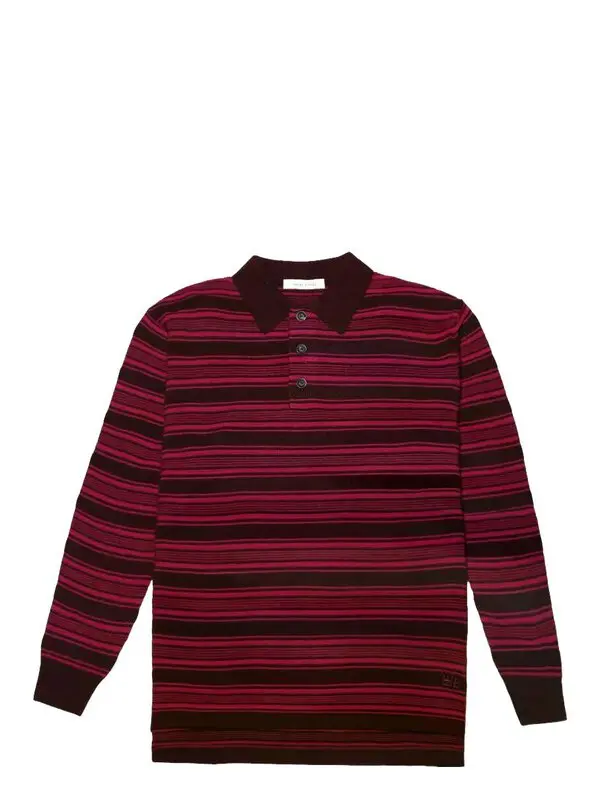 WALES BONNER Striped Long-sleeve Polo Shirt - Red