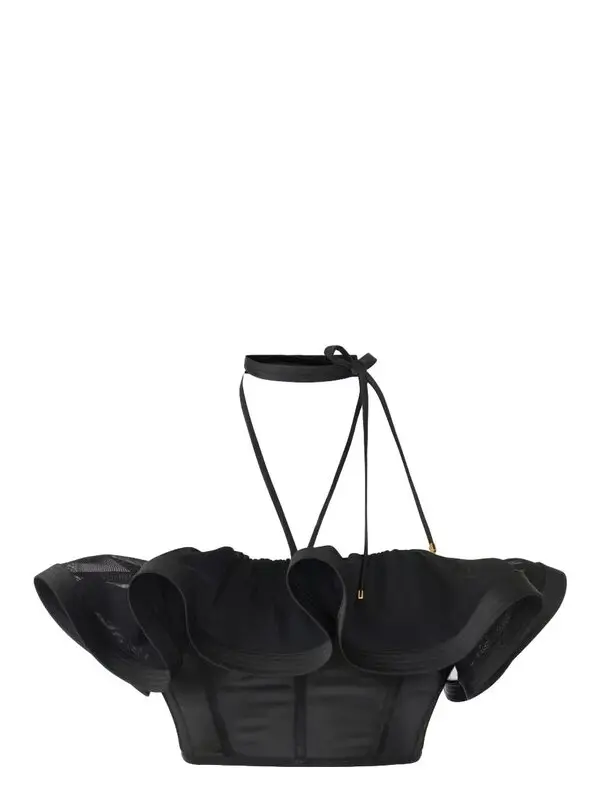Elisabetta Franchi Ruffled Halterneck Top - Black