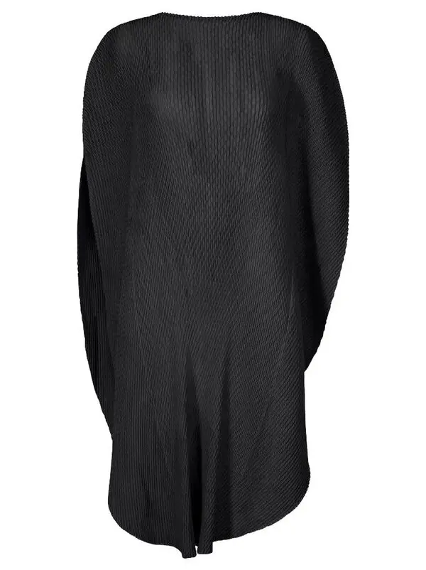 Issey Miyake Orbicular Pleats Open-sleeve Midi Dress - Black