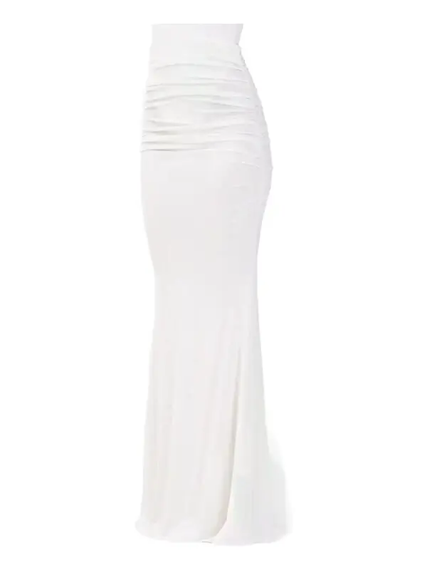 Elisabetta Franchi Long Ivory Ruffled Skirt - White