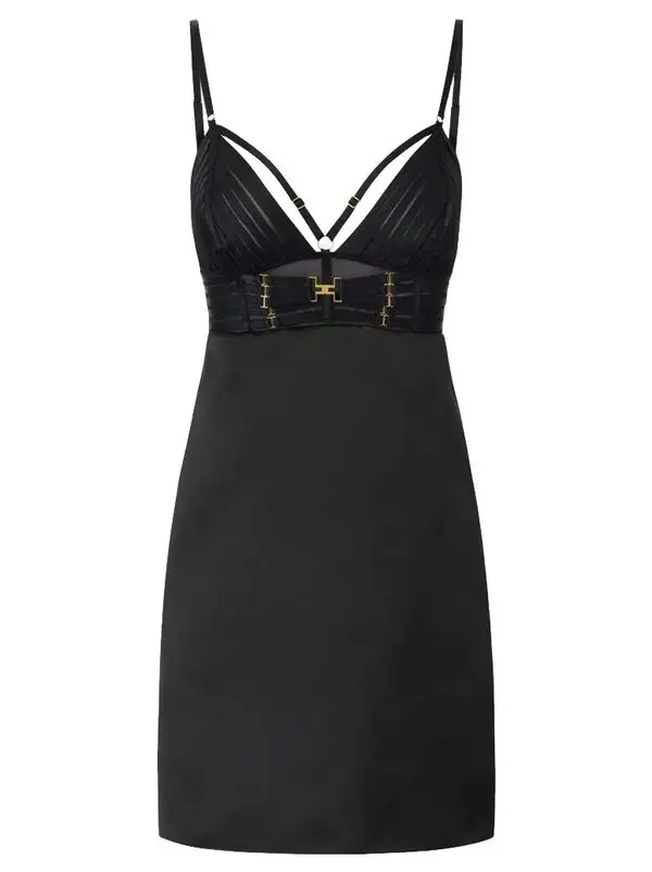 Elisabetta Franchi Duchess Satin Mini Dress - Black