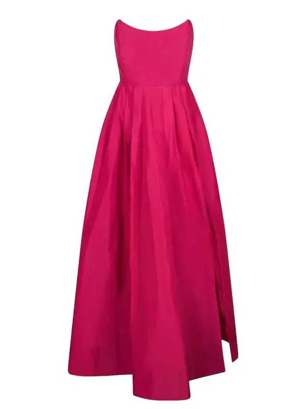 Liu Jo Bustier Slit Taffeta Midi Dress - Pink