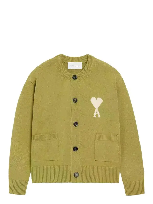 Ami De Coeur Intarsia-logo Cardigan - Green