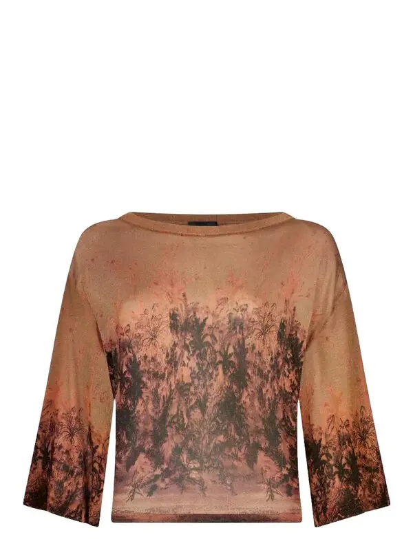 Liu Jo Printed Crew-neck Top - Brown