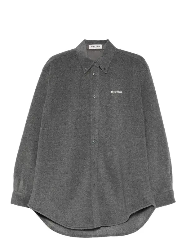 Miu Miu Logo-embroidered Shirt - Grey