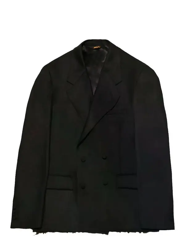 PAURA Cassel Frayed Double-breasted Blazer - Black
