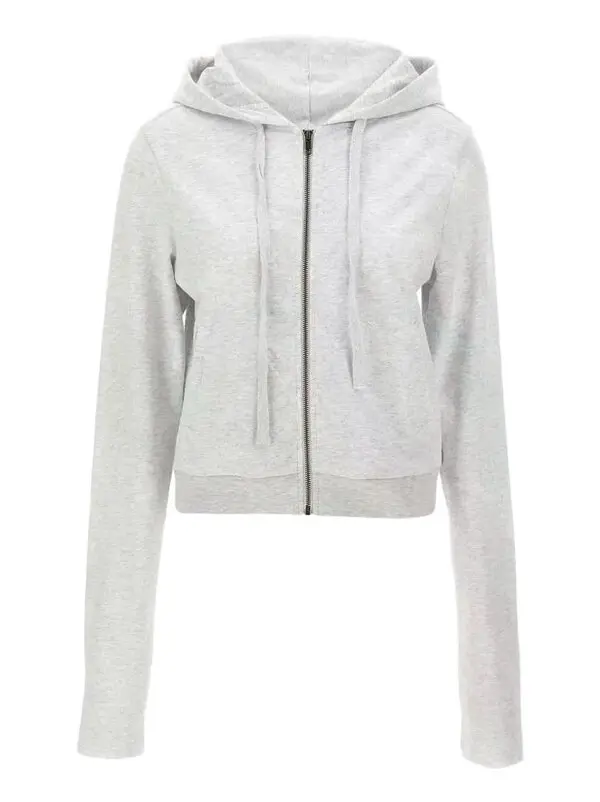 ENTIRE STUDIOS Zip Drawstring Cropped Hoodie - Grey