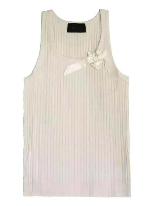 Simone Rocha Ribbon-detail Ribbed Knit Vest - Neutrals