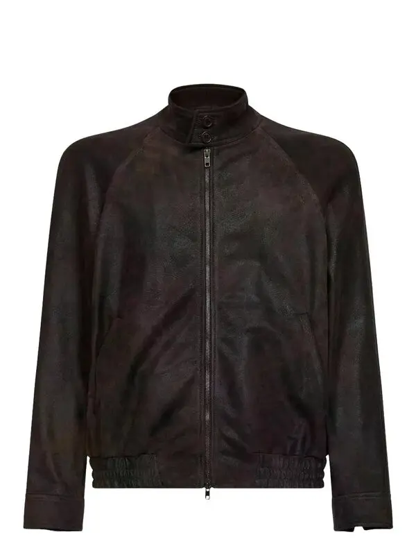 SALVATORE SANTORO Buttoned-collar Raglan Jacket - Brown