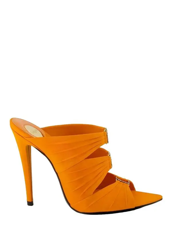 Saint Laurent Emilie Satin Crepe Mules - Orange