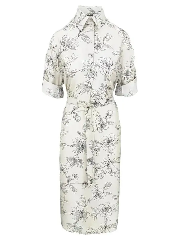 Lorena Antoniazzi Floral-pattern Tie-belt Midi Dress - Neutrals
