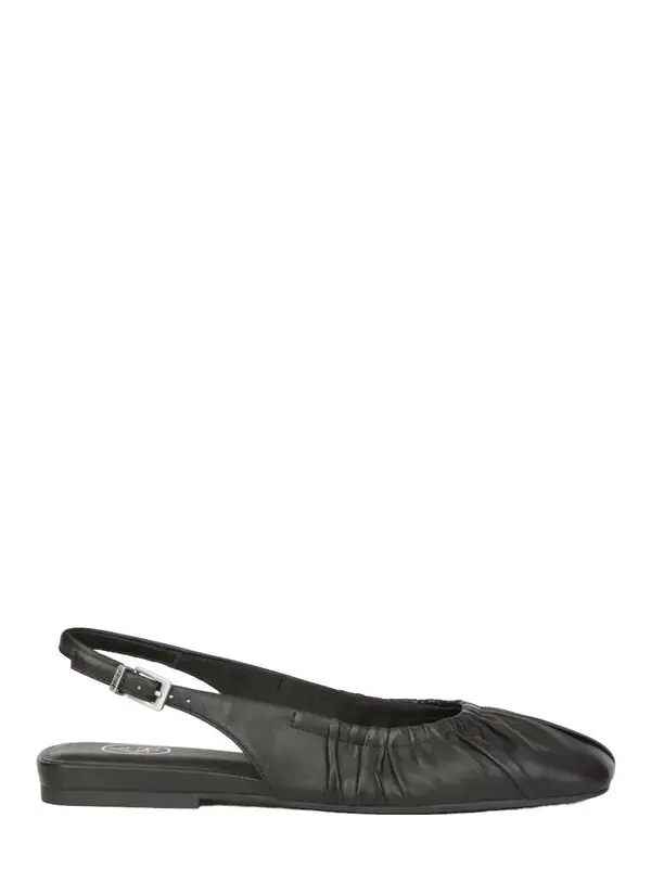 Ash Gathered Slingback Ballet Flats - Black