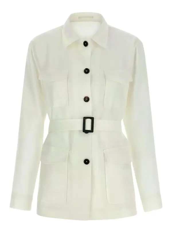 Tagliatore J-lauren Belted Linen Jacket - White