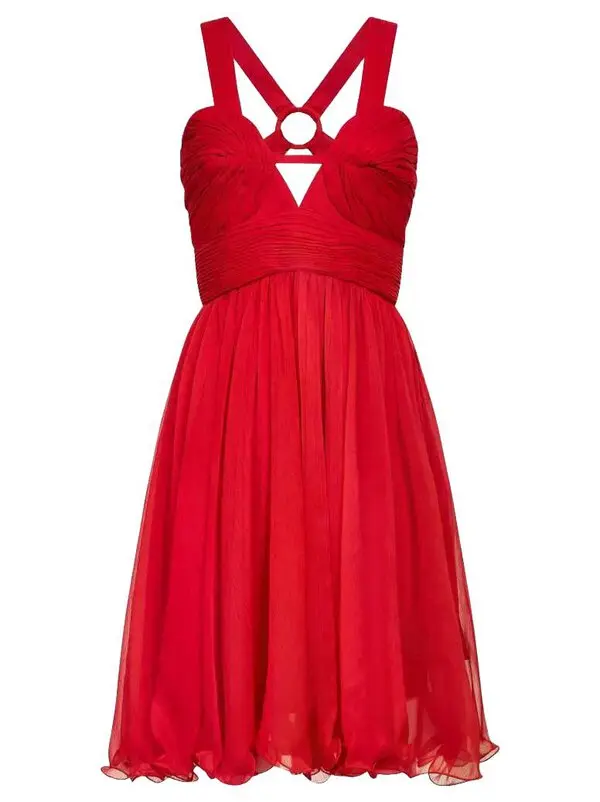 ERMANNO FIRENZE Ring-detail V-neck Dress - Red