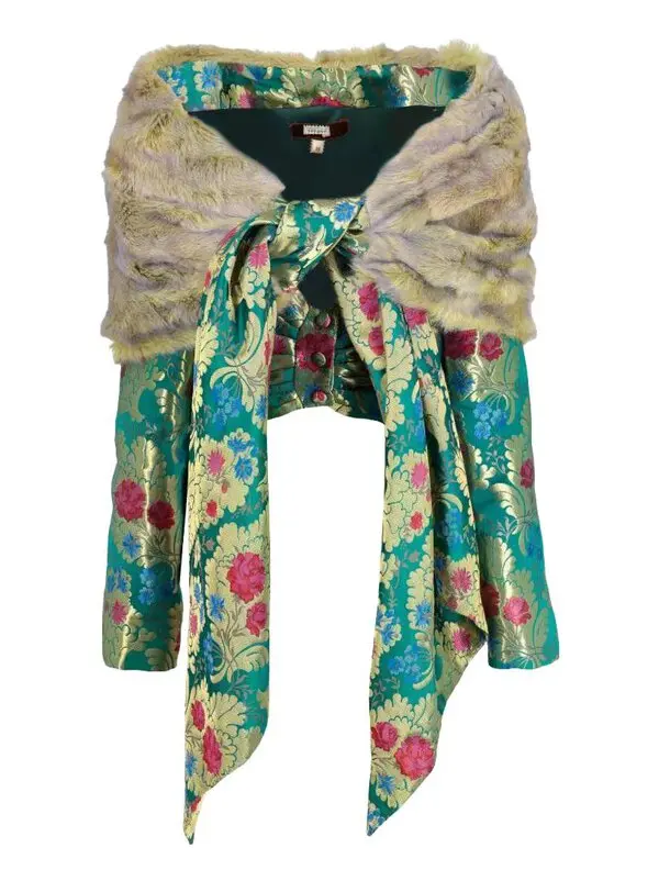 VOYAGE ET CIE Floral Cropped Jacket - Green