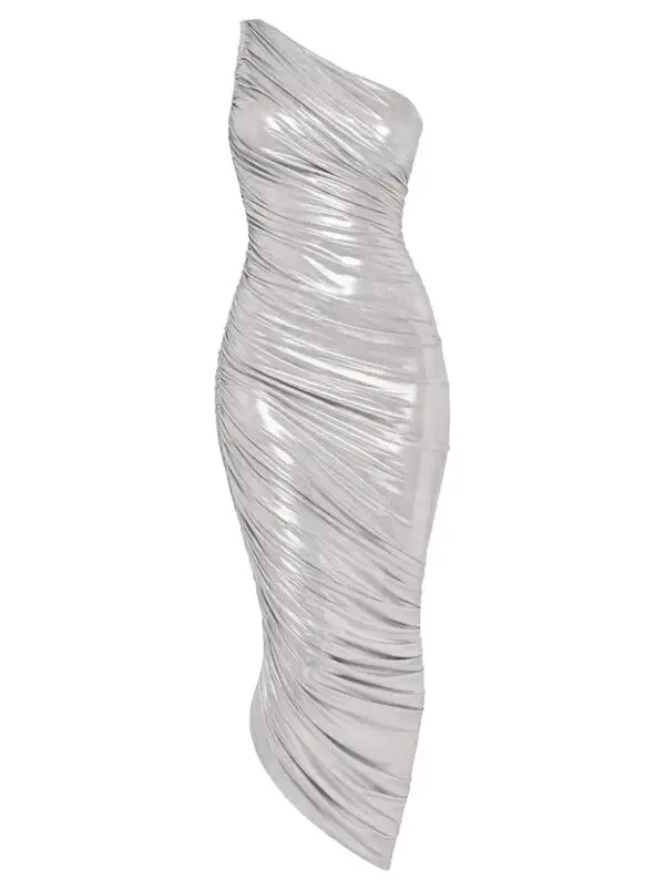 Norma Kamali One-shoulder Draped Dress - Silver