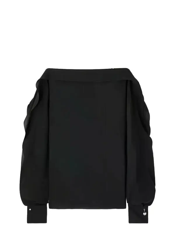LANVIN Crystal-embellished Off-the-shoulder Sweatshirt - Black