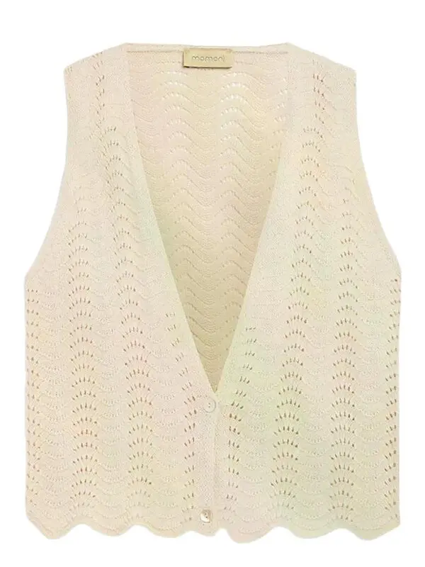 Momoni Leon Crochet Tie Gilet - Neutrals