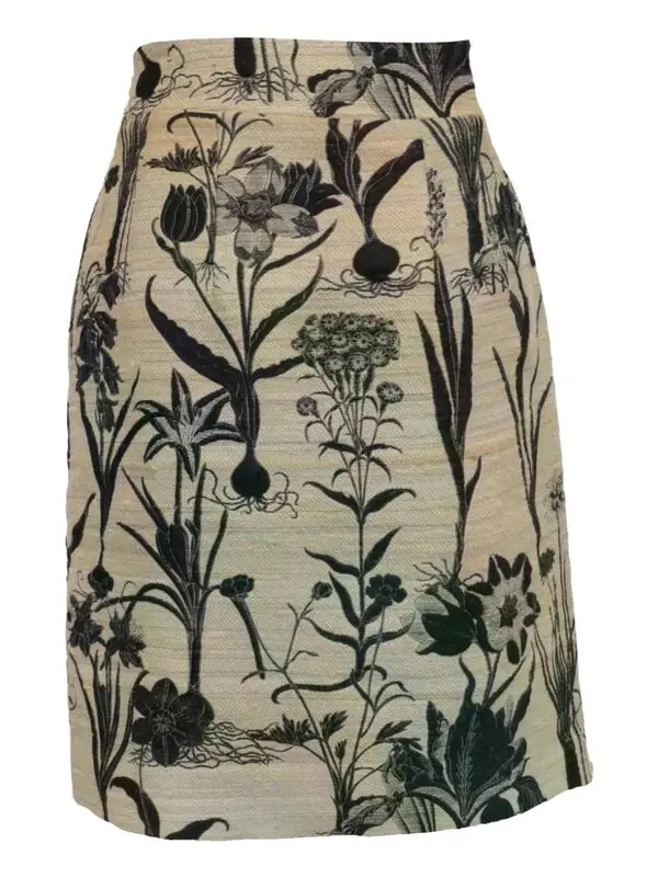 Oscar De La Renta Floral-print Mini Skirt - Neutrals