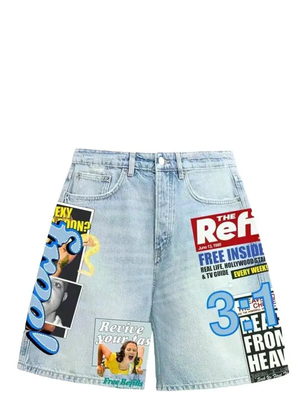 FREE REFILLS Graphic-print Denim Shorts - Blue