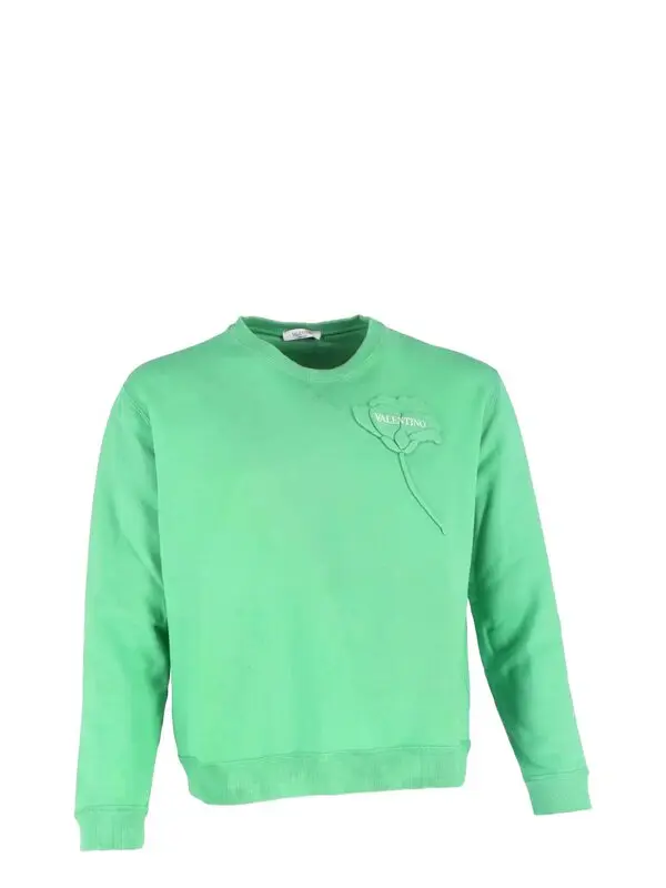 Valentino Garavani Flower-patch Crew-neck Sweatshirt - Green