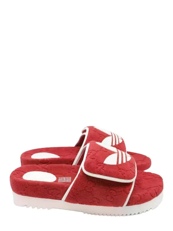 Gucci X Adidas Logo Adjustable-strap Slides - Red