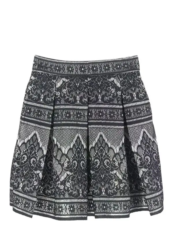 Maje Pleated Lace Mini Skirt - Black