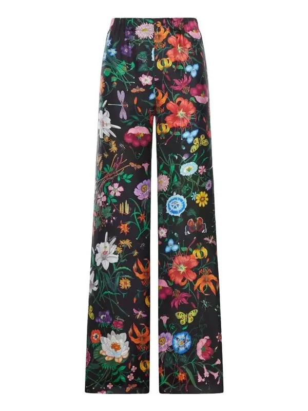 Gucci Floral-print Palazzo Pants - Black