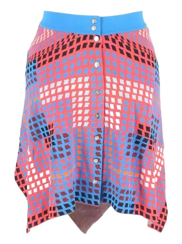 Rabanne Knitted Abstract-print Midi Skirt - Pink