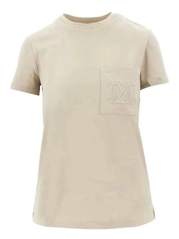 Max Mara Pocket Embroidered T-shirt - Neutrals