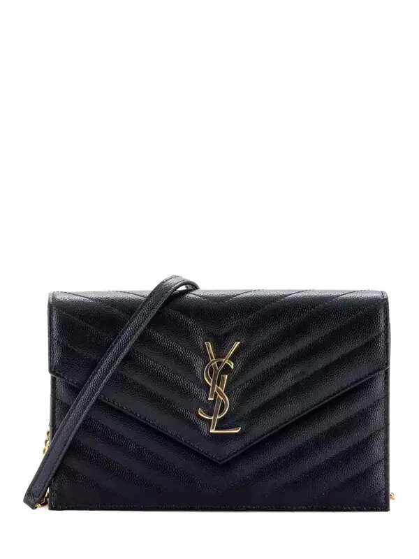 Saint Laurent Monogram Wallet On Chain Matelass - Black