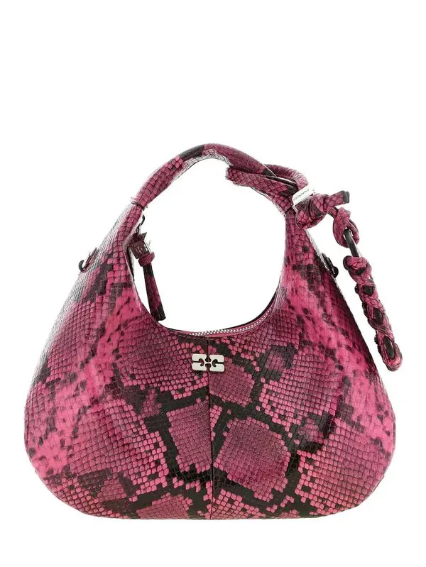 GANNI Mini Snake-print Bag - Pink