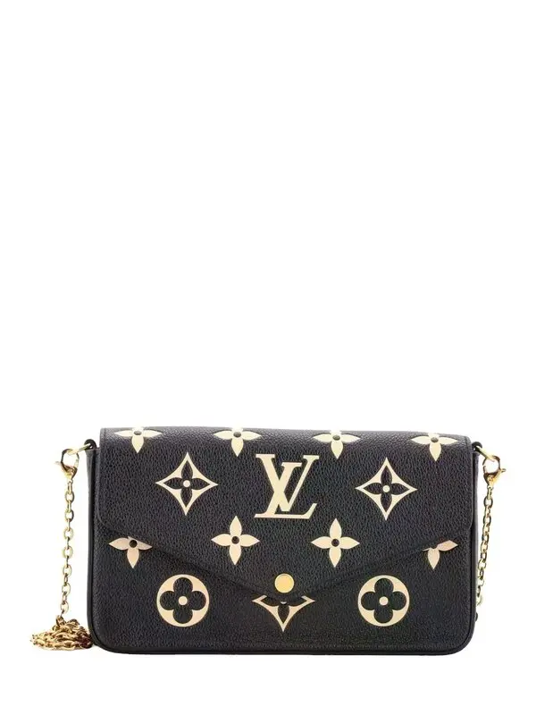 LOUIS VUITTON Felicie Pochette Bicolor Monogram Empreinte Giant Crossbody Bag - Black