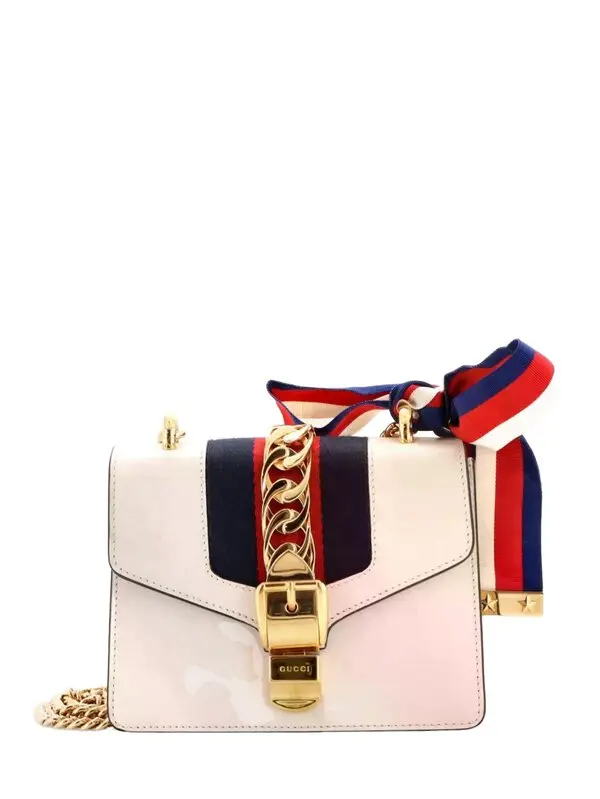 Gucci Sylvie Chain Shoulder Mini Crossbody Bag - White