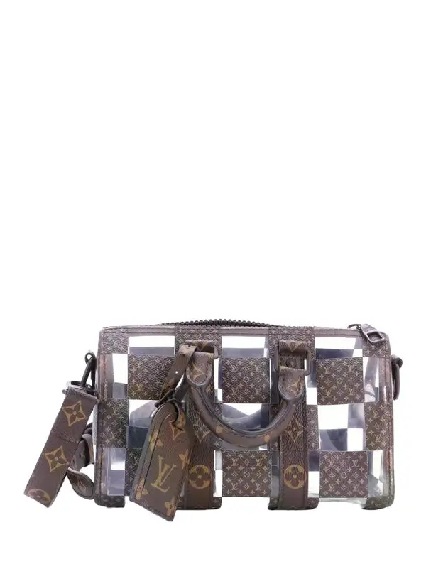 LOUIS VUITTON Keepall Bandouliere Monogram Chess 25 Handbag - Brown