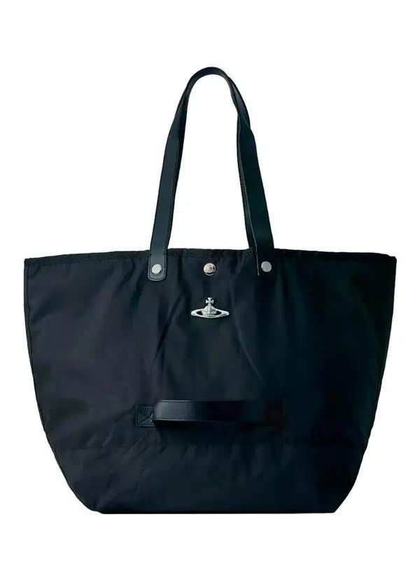 VIVIENNE WESTWOOD Logo Plaque Tote Bag With Leather Handles - Black