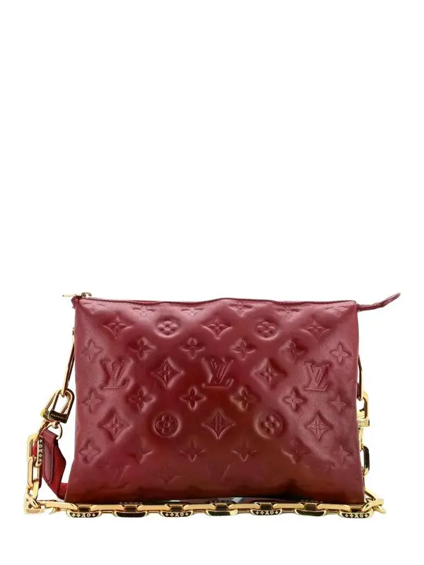 LOUIS VUITTON Coussin Pm Embossed Monogram Lambskin Crossbody Bag - Red