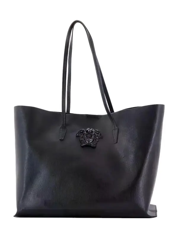 Versace Palazzo Medusa Shopper Leather Large Tote Bag - Black