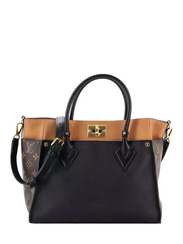 LOUIS VUITTON On My Side Leather With Monogram Canvas Mm Tote Bag - Black