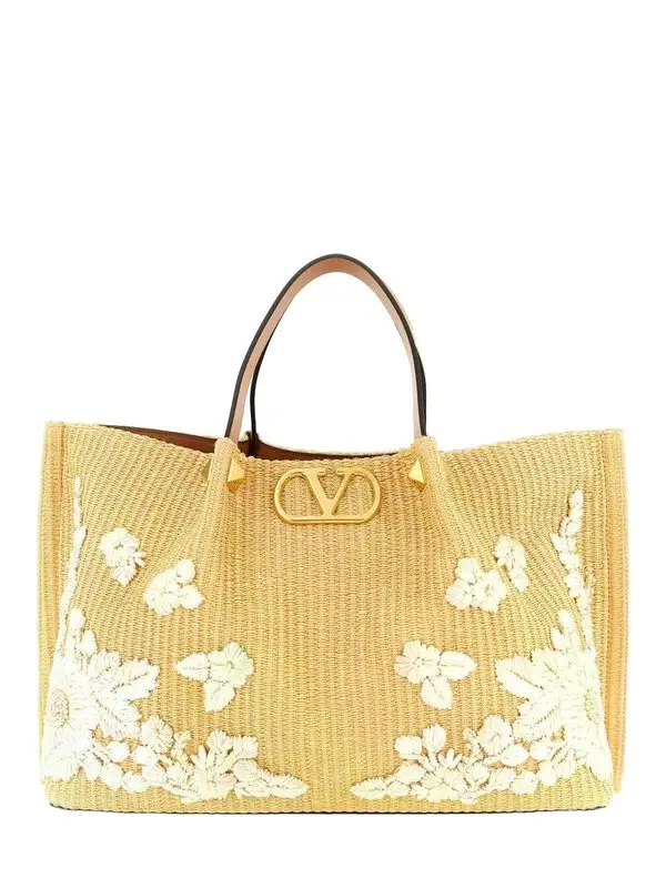 Valentino Garavani Floral-appliqué Tote Bag - Neutrals