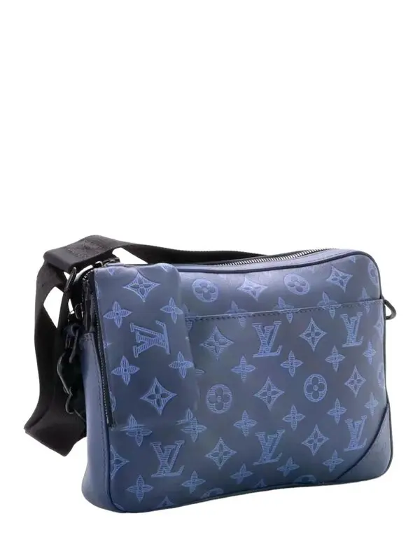 LOUIS VUITTON Duo Messenger Bag Monogram Shadow Leather - Blue