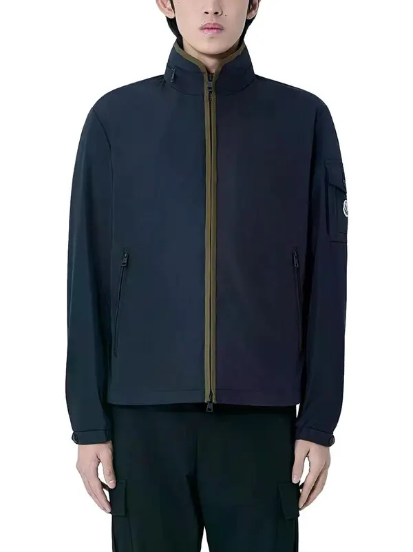 Moncler High-collar Jacket With Patch Pocket - Blue