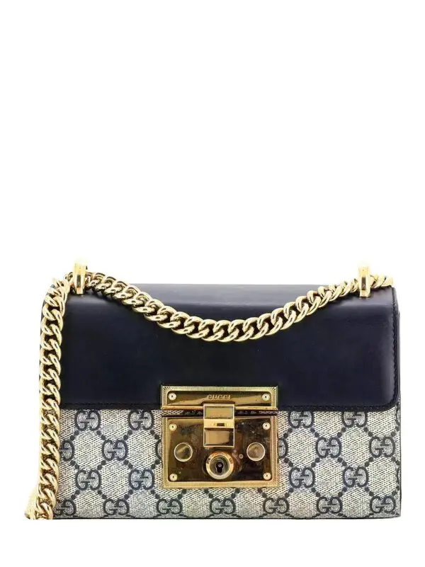 Gucci Padlock Shoulder Bag Gg Coated Canvas And Leather - Blue