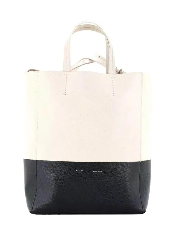 Celine Vertical Bi-cabas Tote Grained Calfskin Small Shoulder Bag - Neutrals