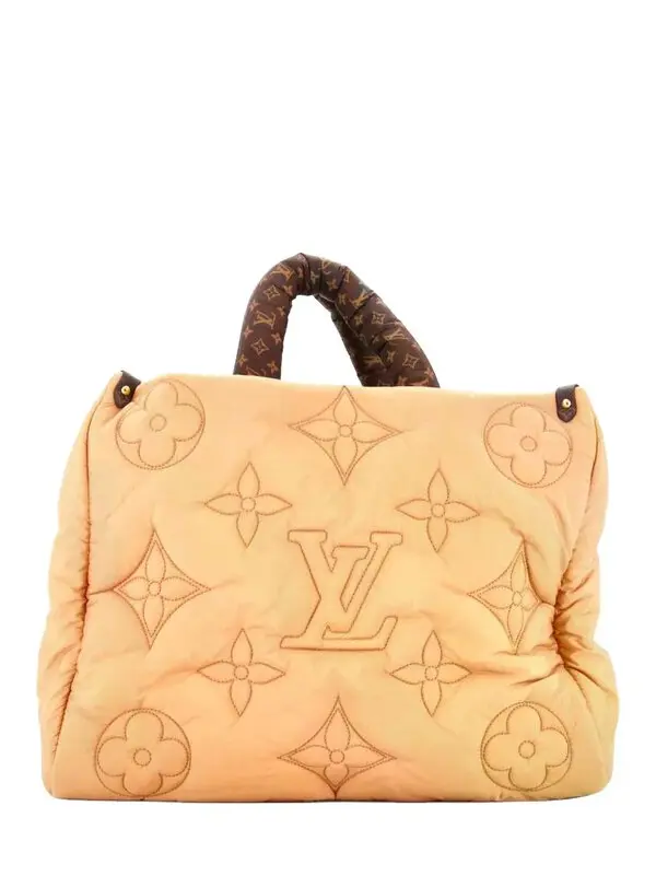 LOUIS VUITTON Onthego Gm Pillow Tote Quilted Monogram Econyl Nylon Satchel - Brown