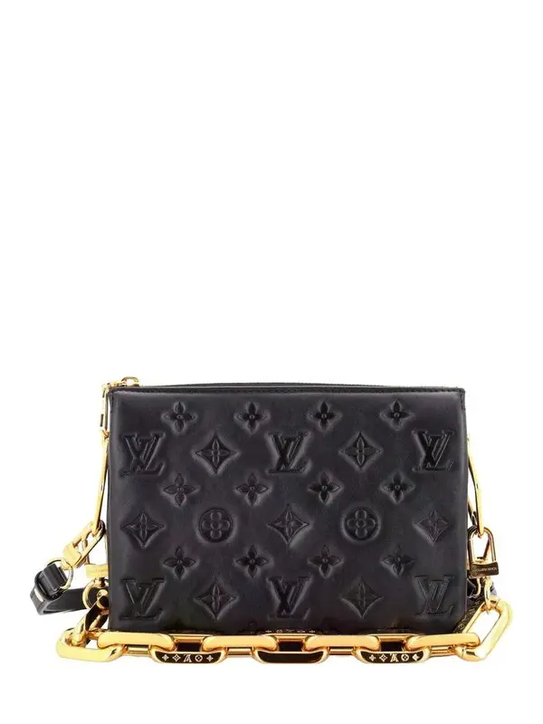 LOUIS VUITTON Coussin Bb Crossbody Bag Monogram Embossed Lambskin - Black