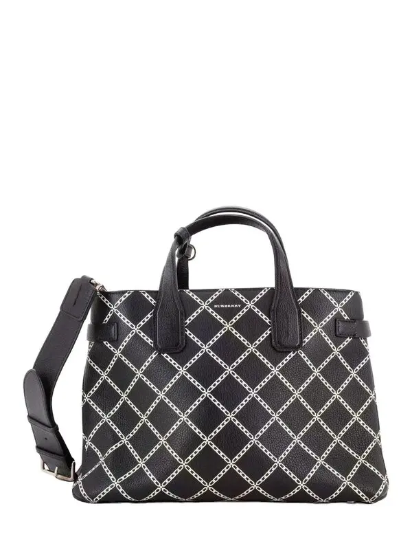 Burberry Banner Nm Printed Leather Medium Tote Bag - Black