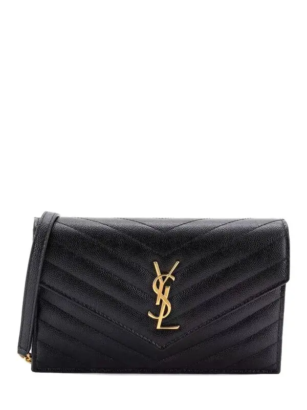 Saint Laurent Monogram Wallet On Chain Matelass - Black