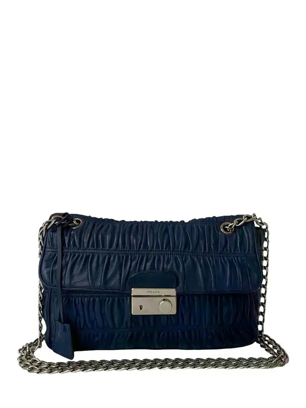 Prada Nappa Gaufre Sound Lock Shoulder Bag - Blue